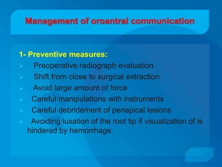 Oroantral Communication by assistant professor dr bayad jaza | PPT