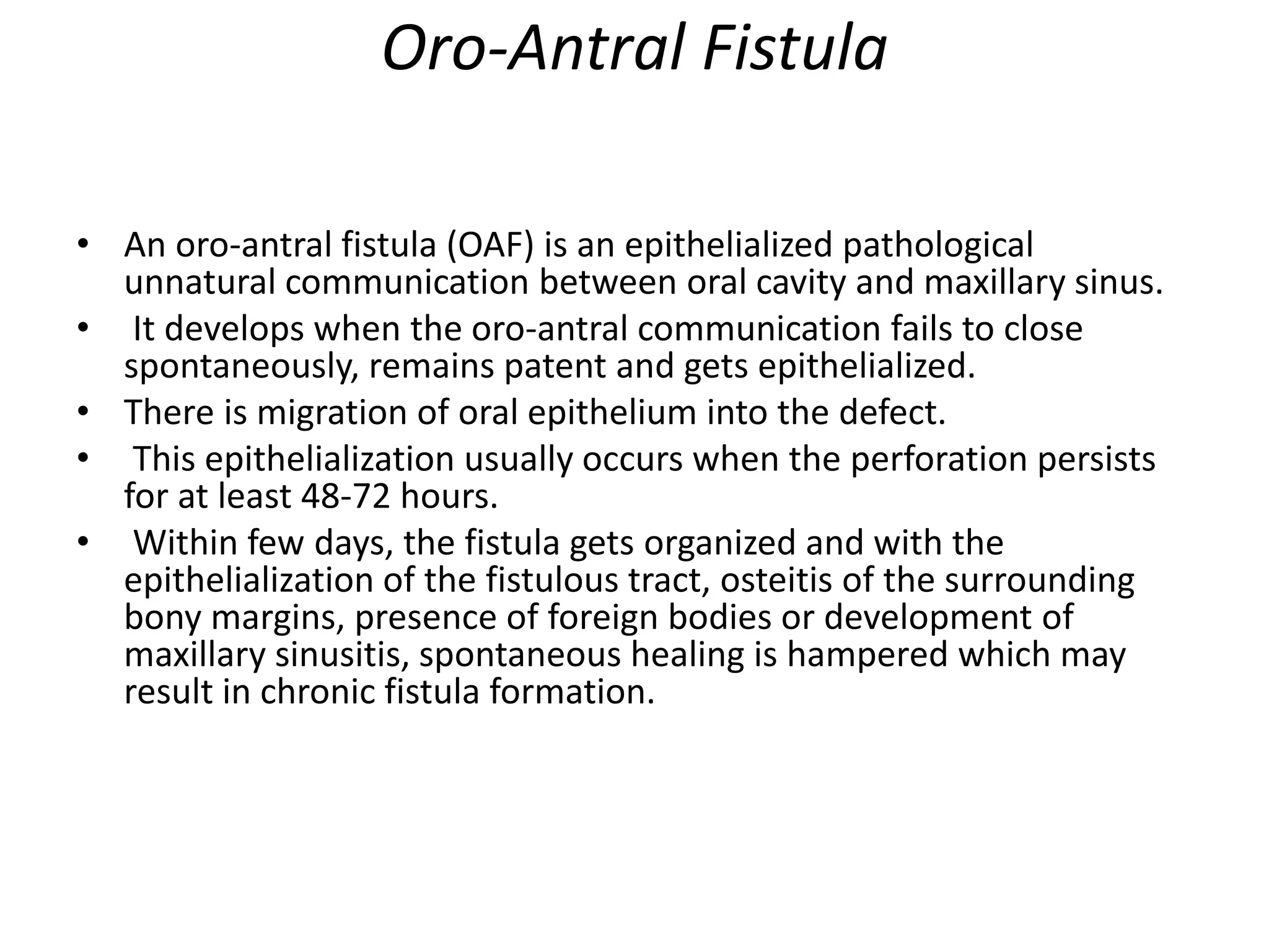 Oroantral communication and oroantral fistula | PPTX