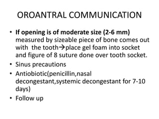 Oroantral communication and oroantral fistula | PPTX