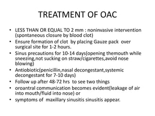 Oroantral communication and oroantral fistula | PPT