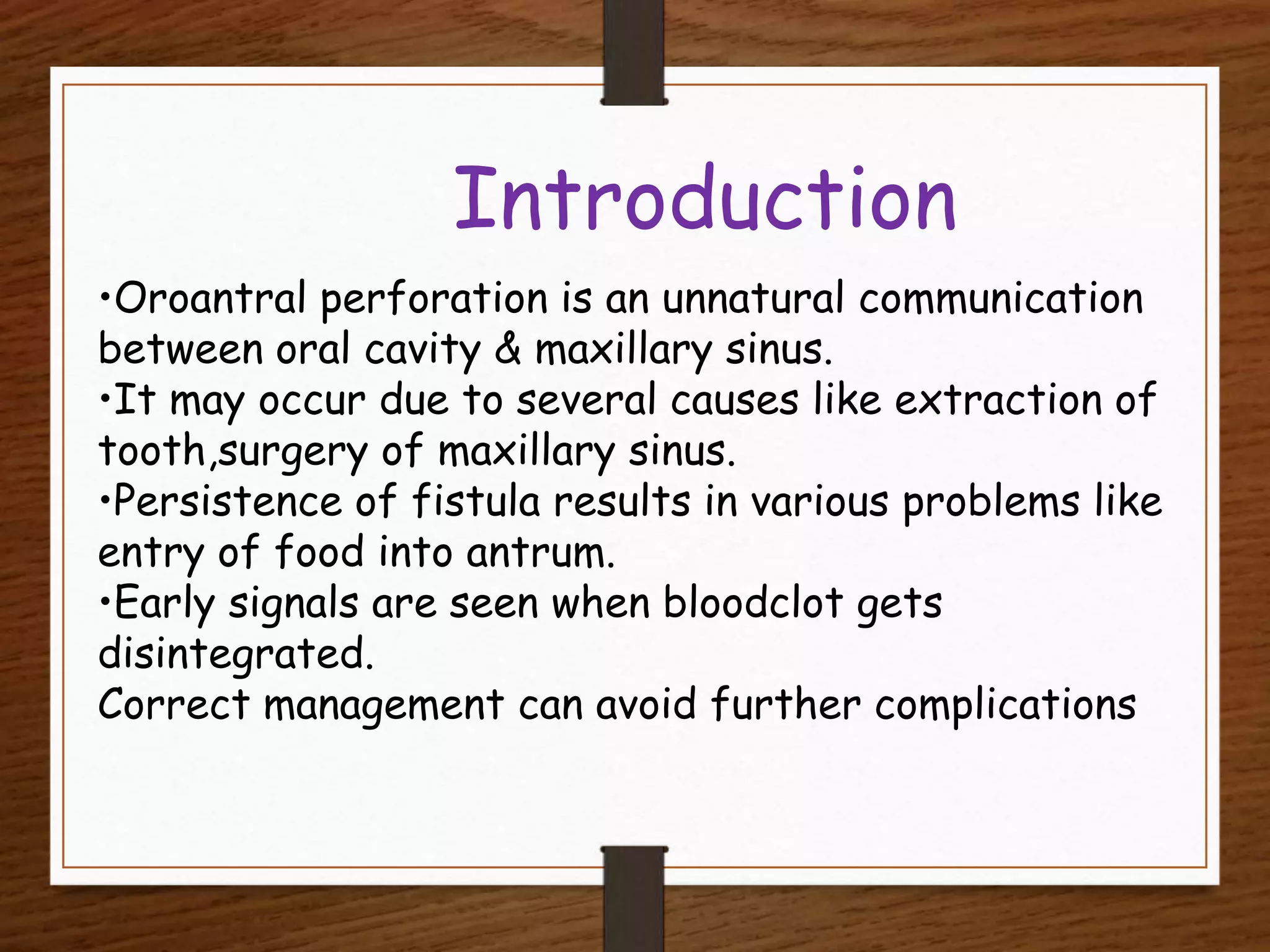 Oroantral fistula | PPTX