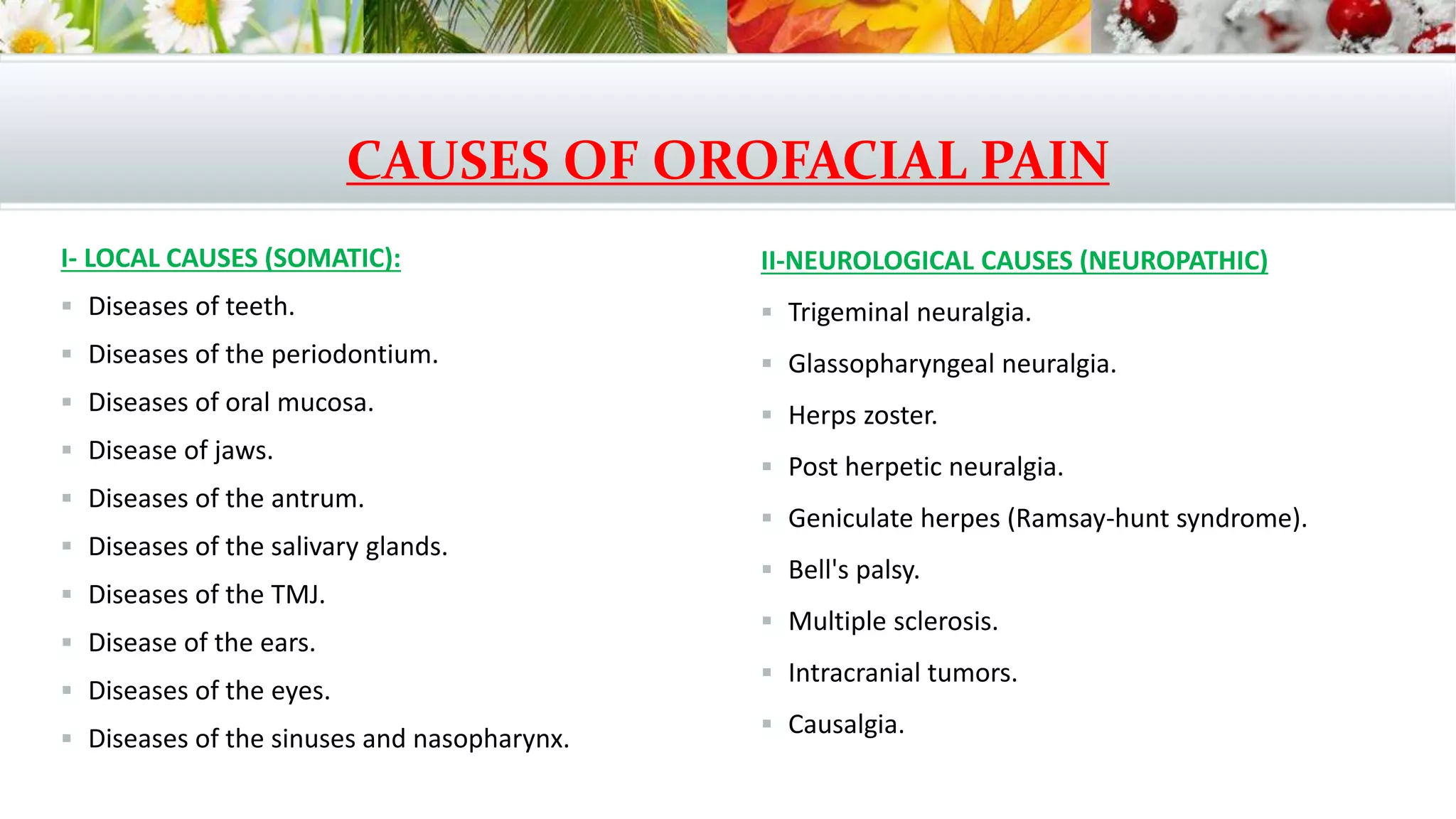 Orofacial pain | PPTX | Ear, Nose and Throat Conditions | Diseases and ...
