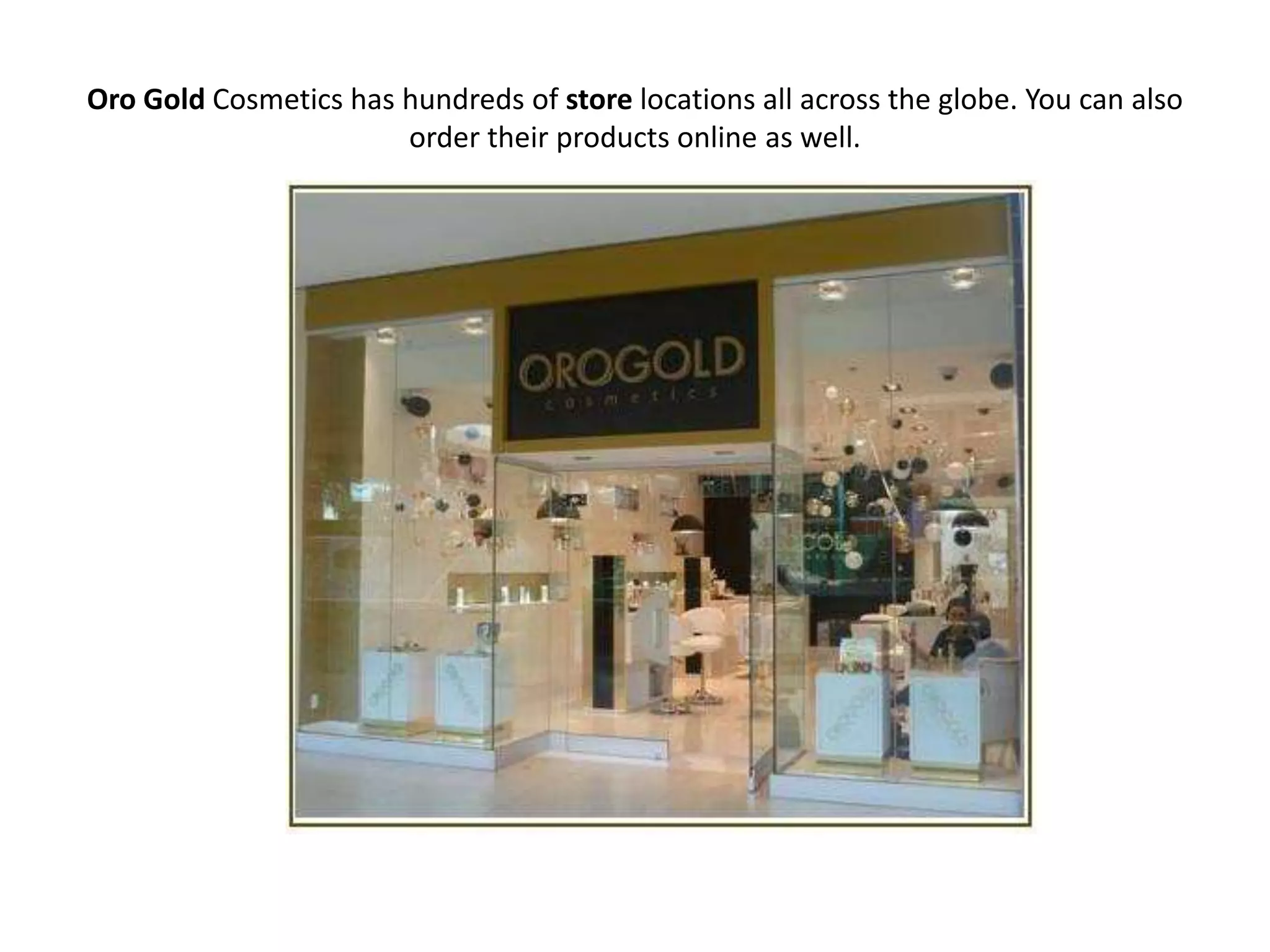 Oro gold cosmetics collection showcase | PPTX