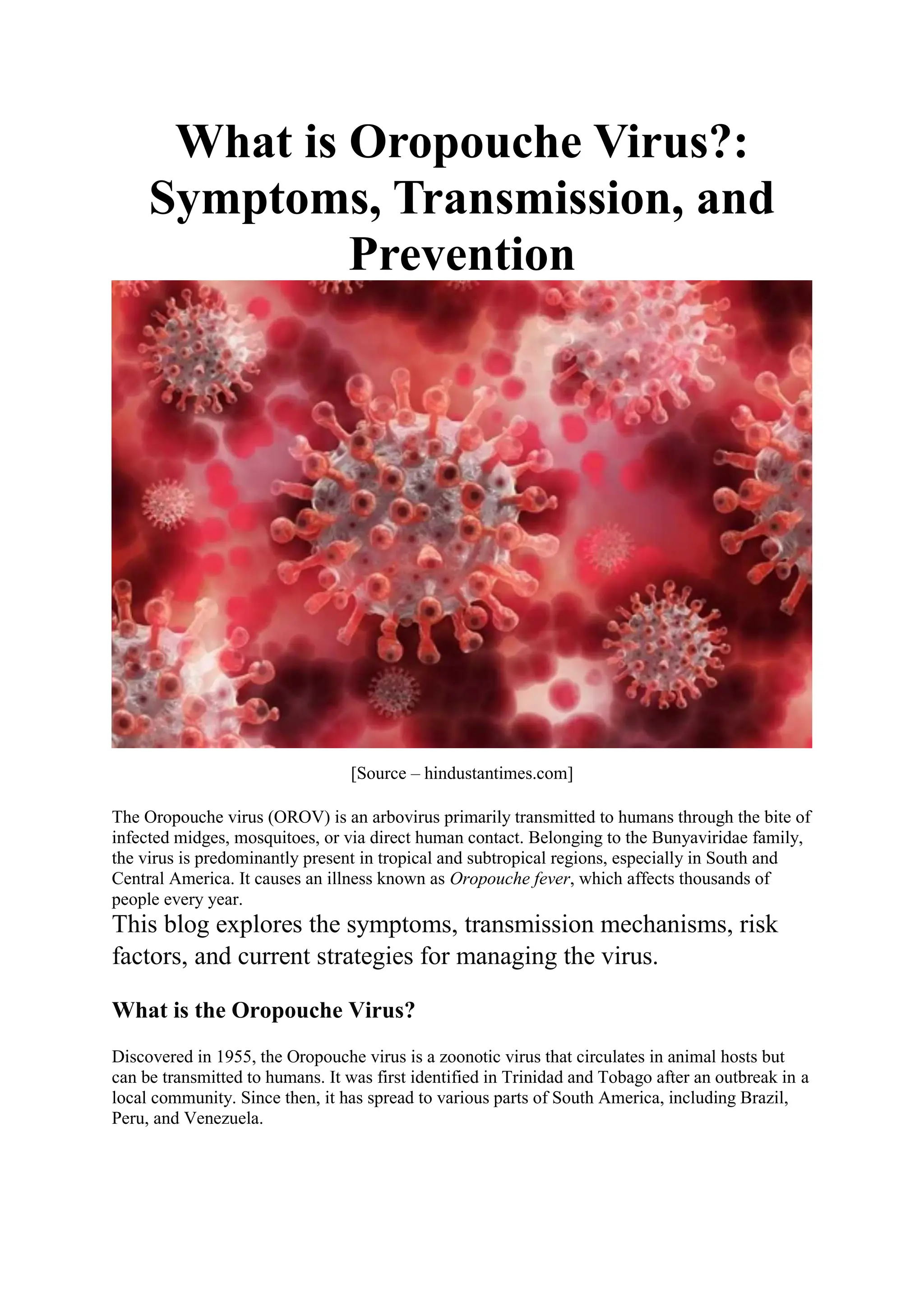 What is Oropouche Virus?: Symptoms, Transmission & Prevention ...