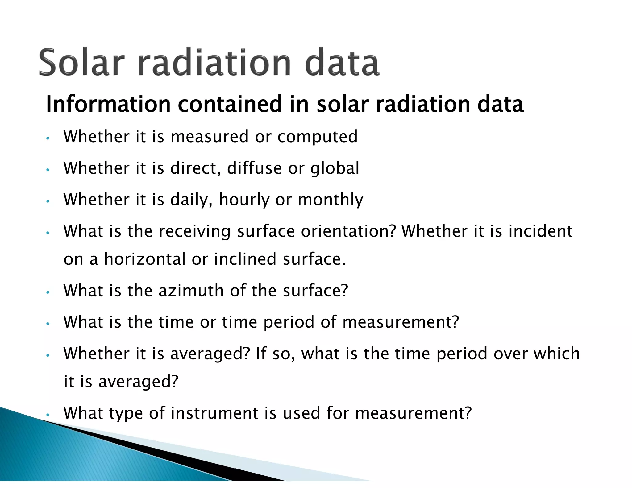 solar radiation measurement | PDF