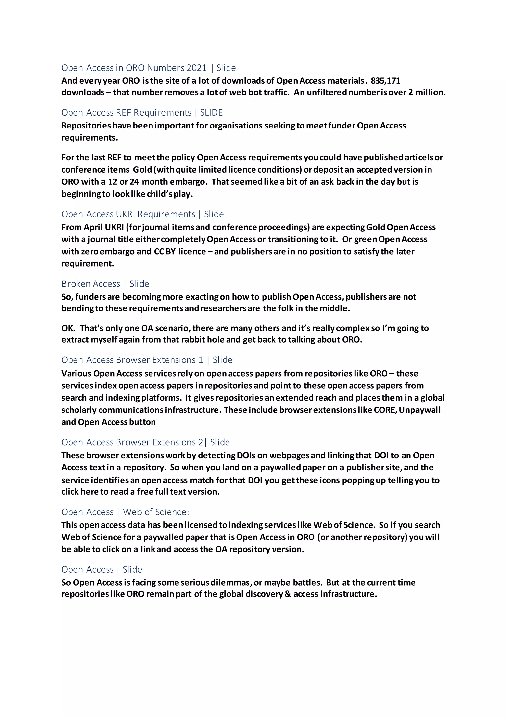 ORO Introductory Session Script 2022 | PDF