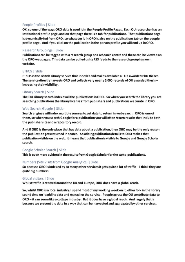 ORO Introductory Session Script 2022 | DOCX | Search | Internet