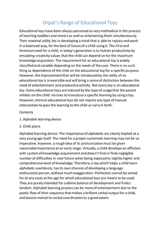 Orpat range of educational toys | DOCX