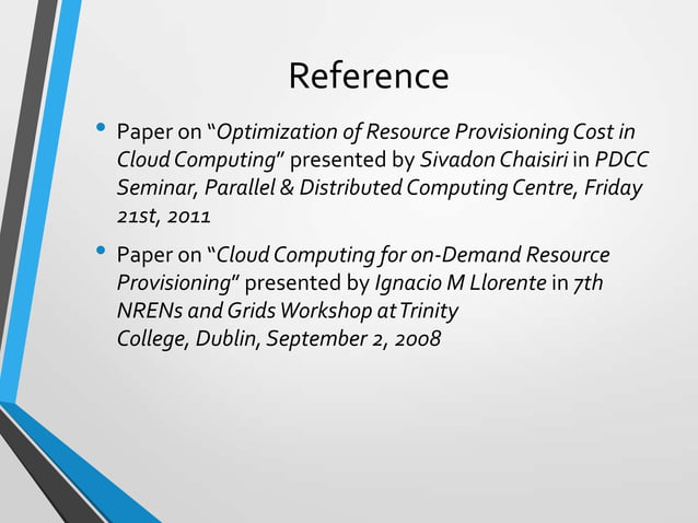 Optimization of Resource Provisioning Cost in Cloud Computing | PPTX