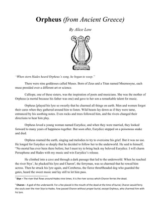 Orpheus (Greek Mythology) | DOC