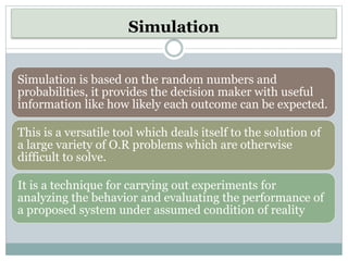 OPERATION RESEARCH Simulation | PPTX