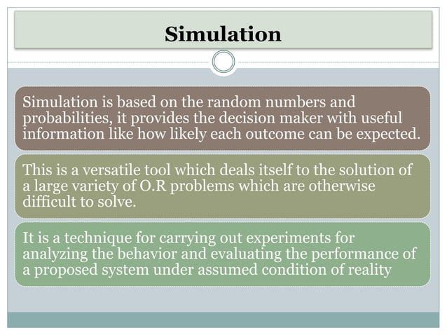 OPERATION RESEARCH Simulation | PPTX