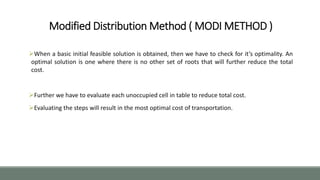 MODI Method (Operations Research) | PPTX