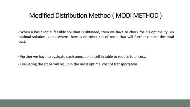 MODI Method (Operations Research) | PPTX | Business Accounting ...