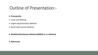 MODI Method (Operations Research) | PPTX