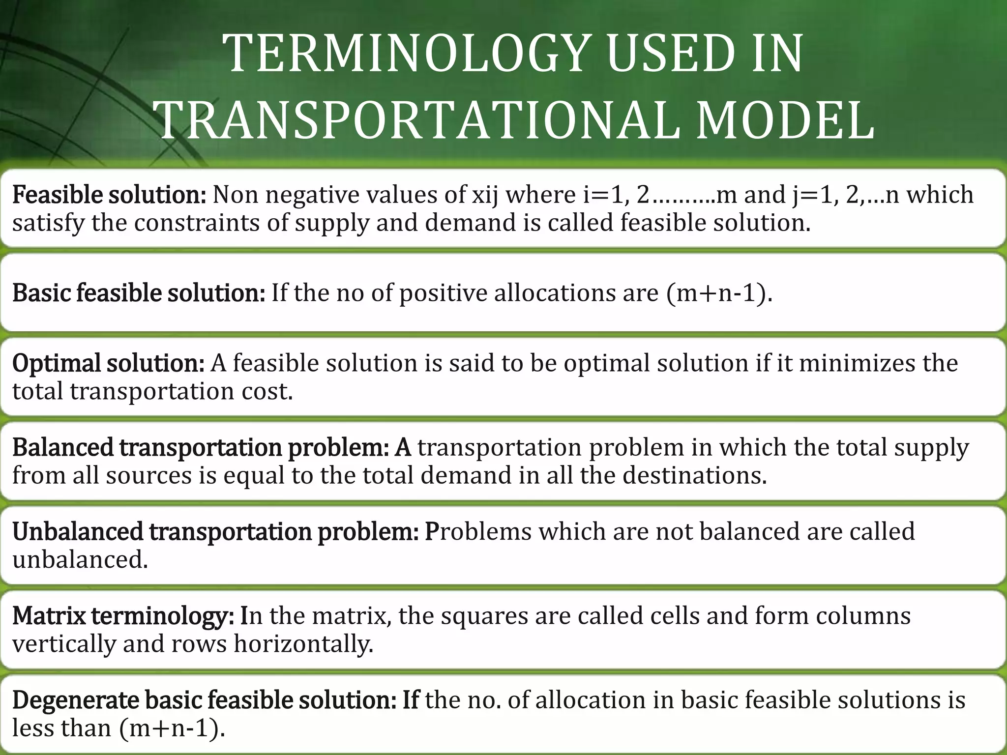 Transportation Problem in Operational Research | PPTX
