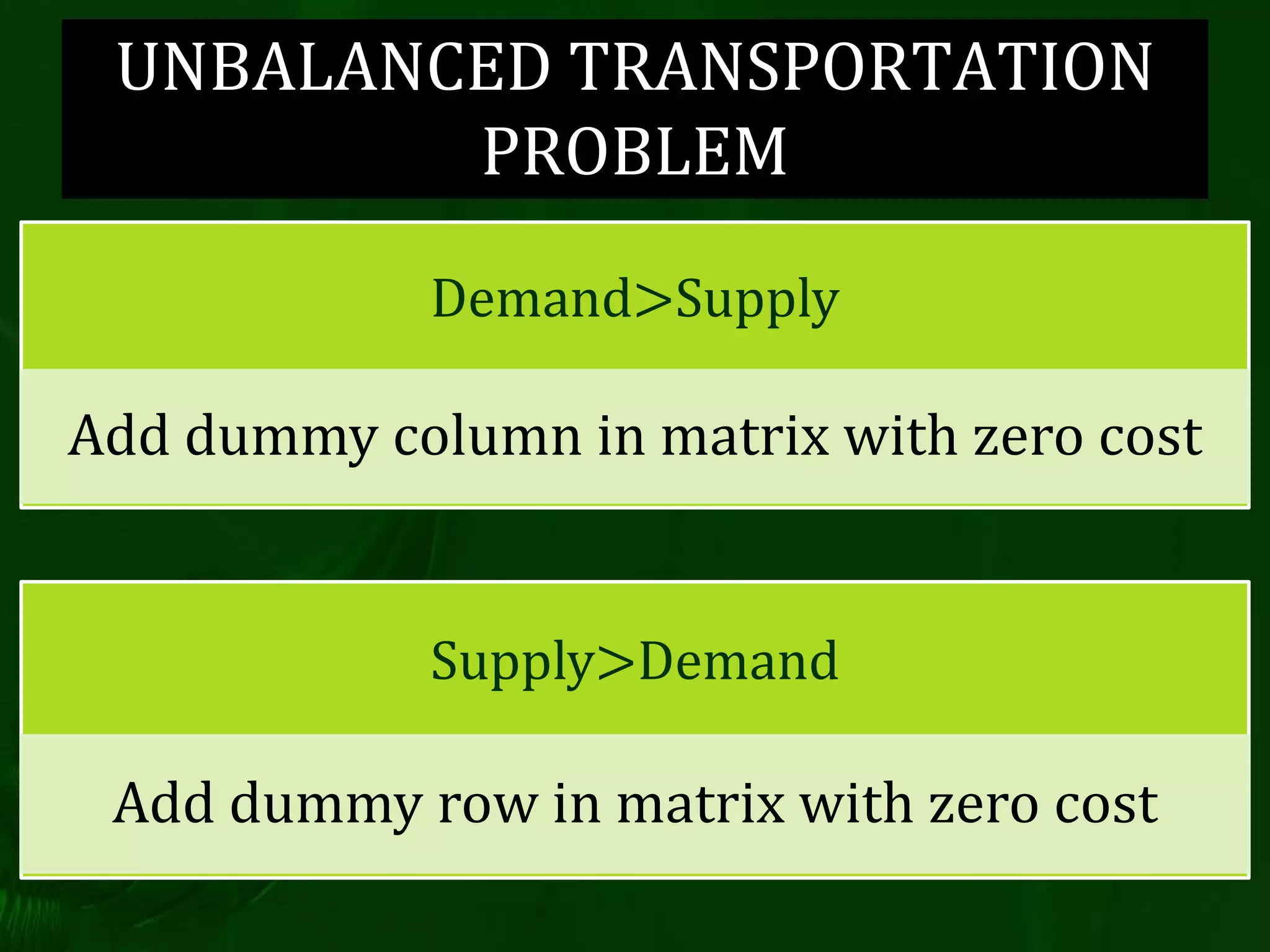 Transportation Problem in Operational Research | PPTX