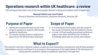 Operations research within UK healthcare: A review | PPTX | Healthcare ...