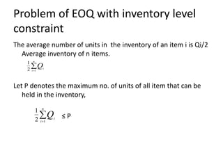 OR_Presentation on muli item deterministic inventory model | PDF