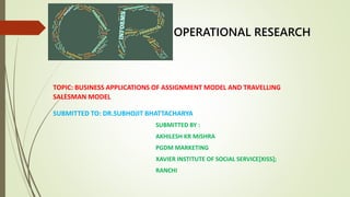 OPERATIONAL RESEARCH BUSINESS APPLICATIONS | PPT