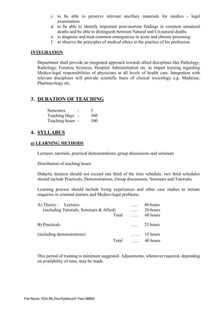 Forensic Medicine and Toxicology Syllabus | PDF