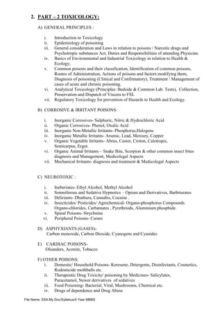 Forensic Medicine and Toxicology Syllabus | PDF