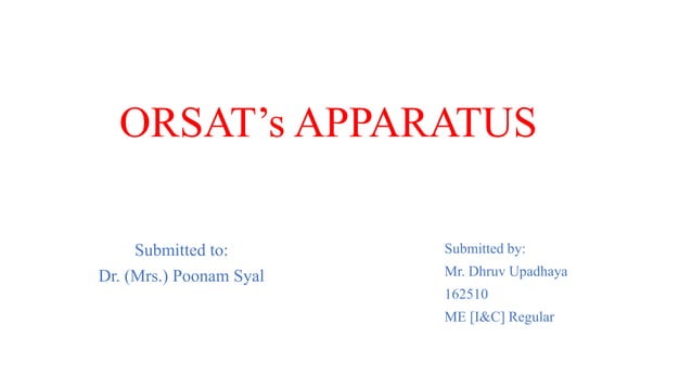 Orsat apparatus | PPTX | Chemistry | Science