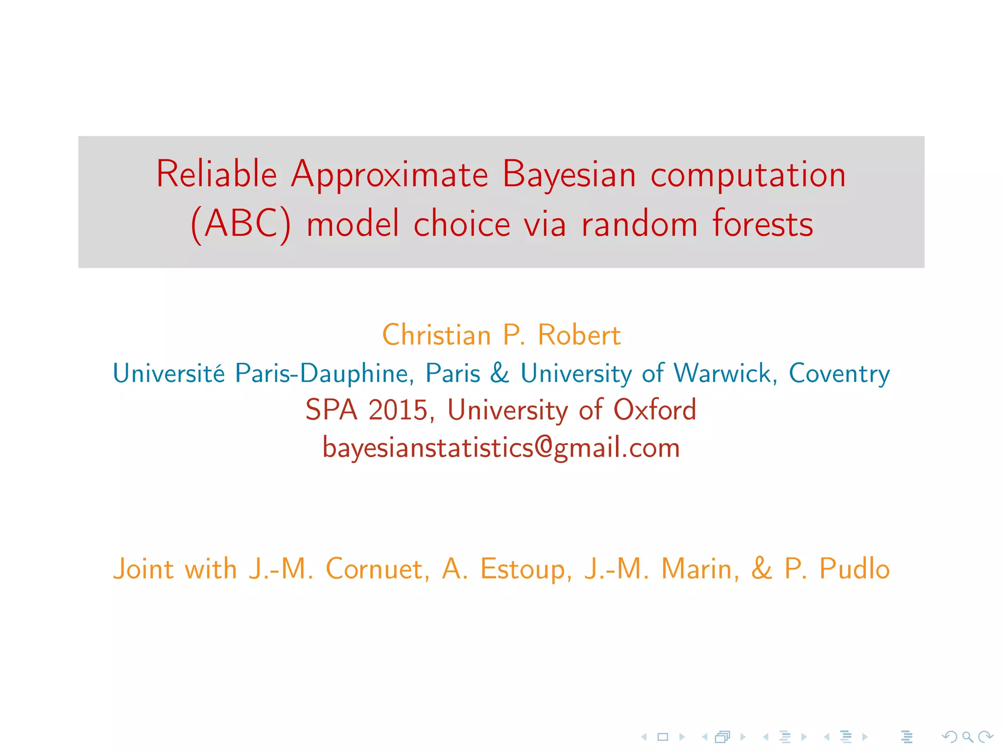 Approximate Bayesian model choice via random forests | PDF