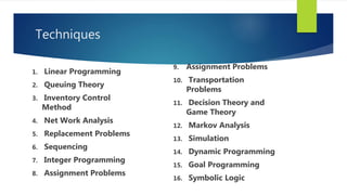 Operation Research Techniques | PPTX