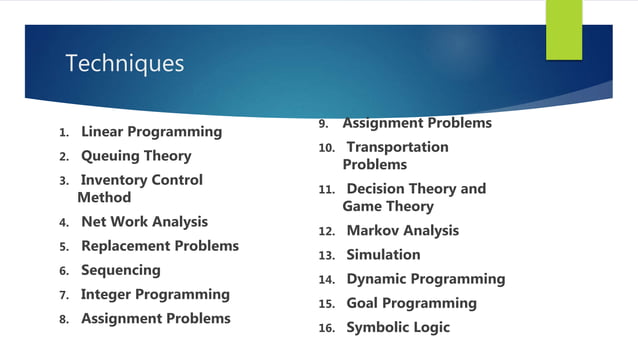 Operation Research Techniques | PPT