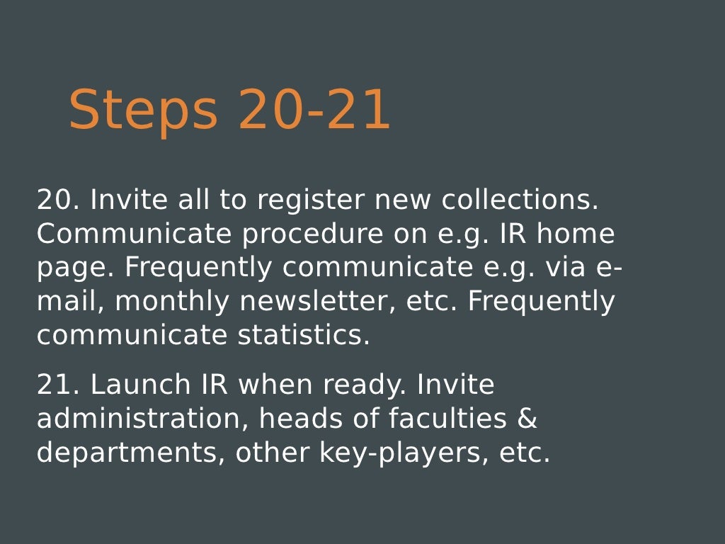 Open access repository: How to set it up in 22 steps