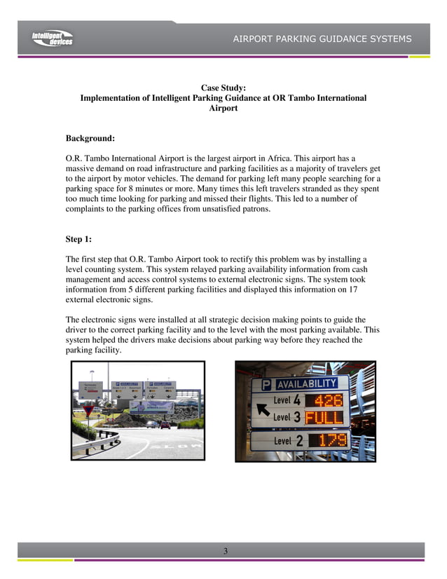 Or Tambo Airport Intelligent Parking Guidance Case Study | PDF