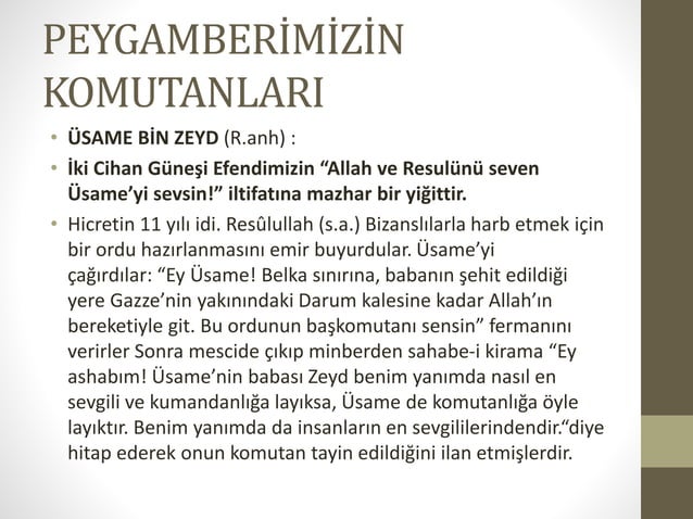 Orta peygamberimizin komutanlari | PPT