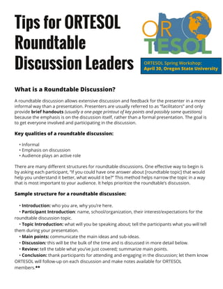 Ortesol roundtable tips | PDF