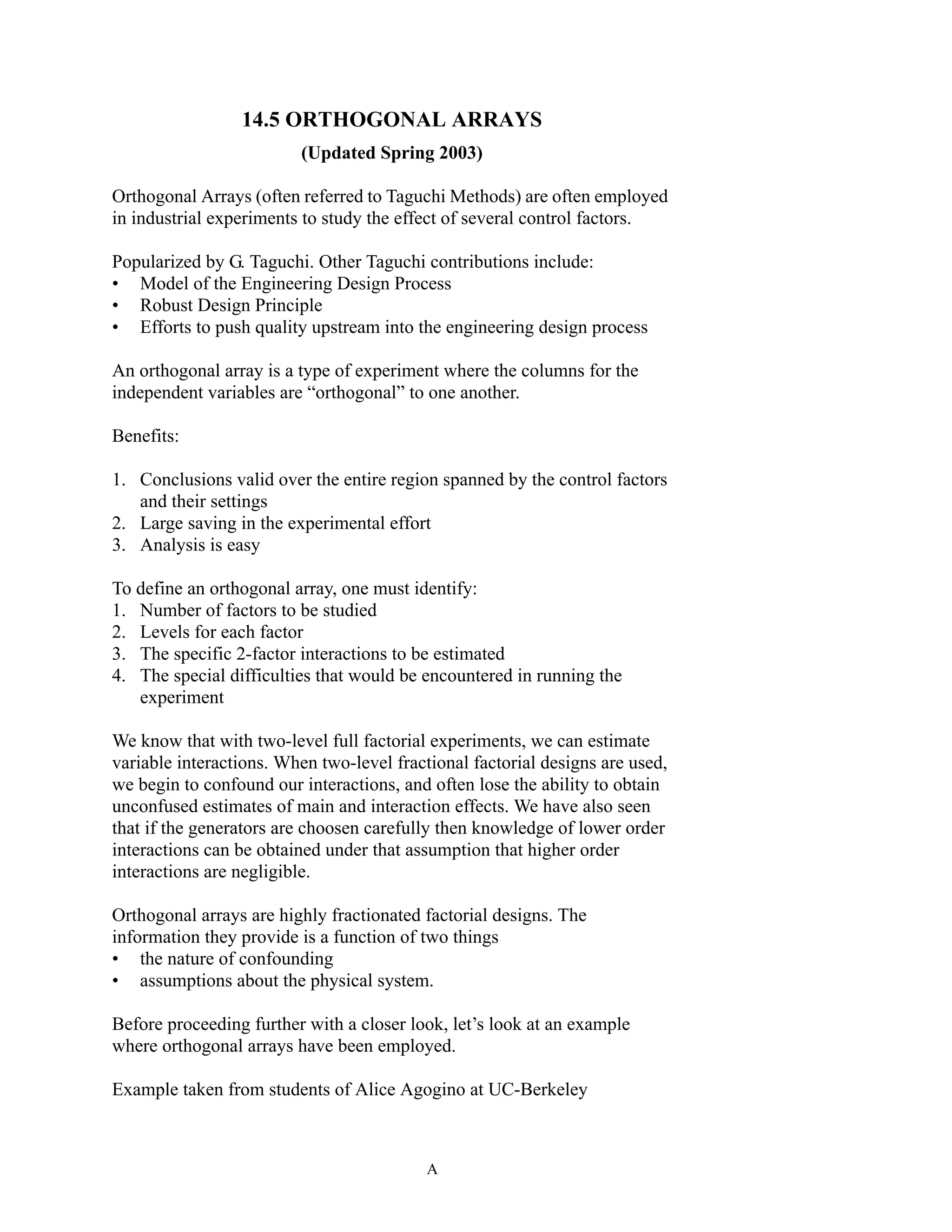 Orth Arrays | PDF