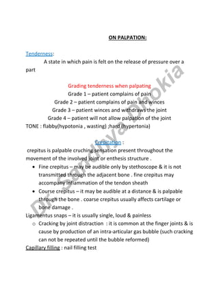 Ortho assessment for physiotherapist | PDF
