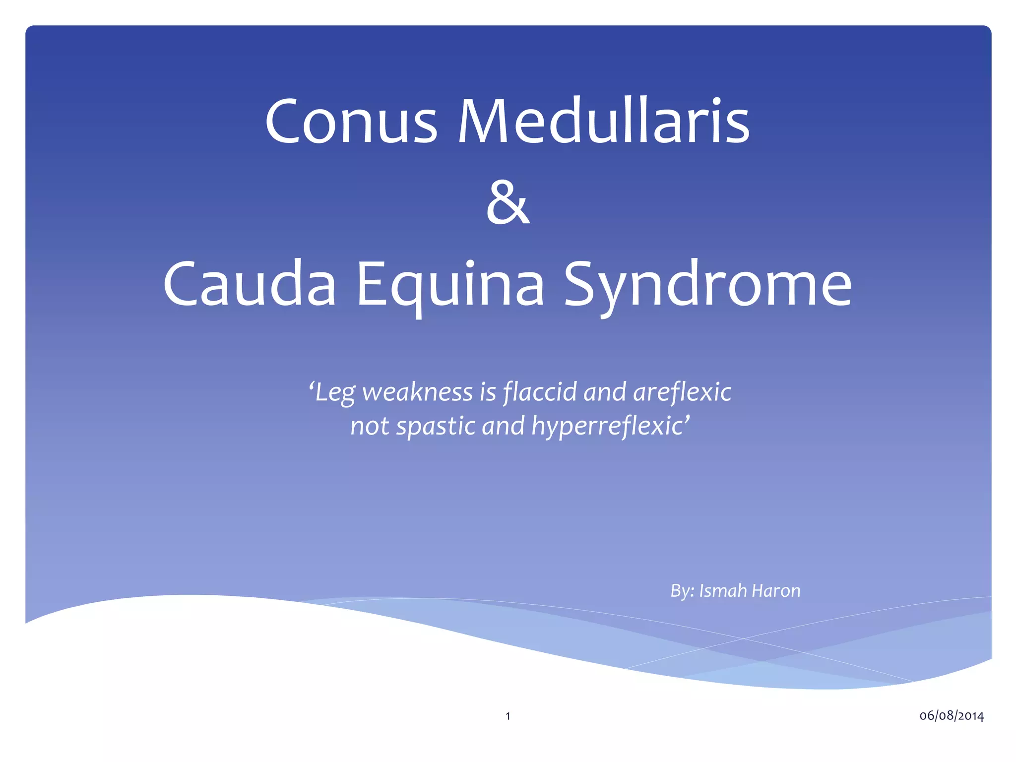 Conus medullaris and cauda equina syndrome | PPTX