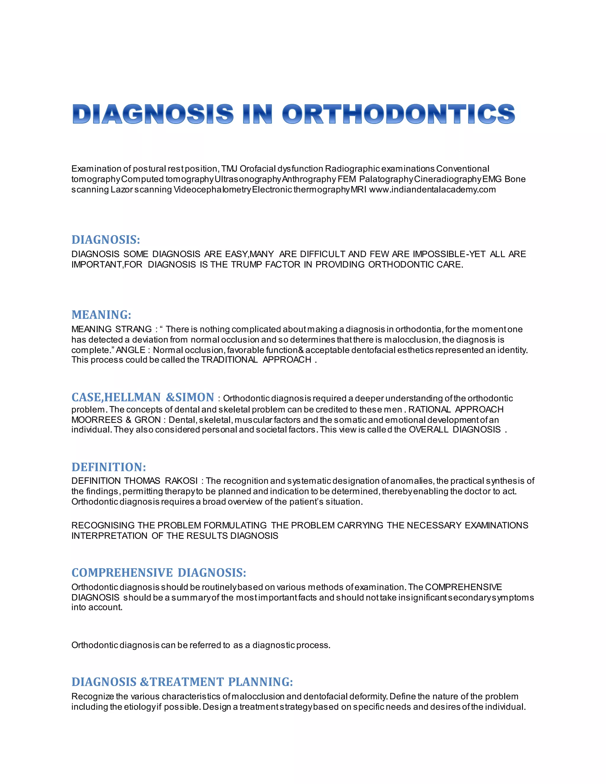 Ortho diagnosis | DOCX