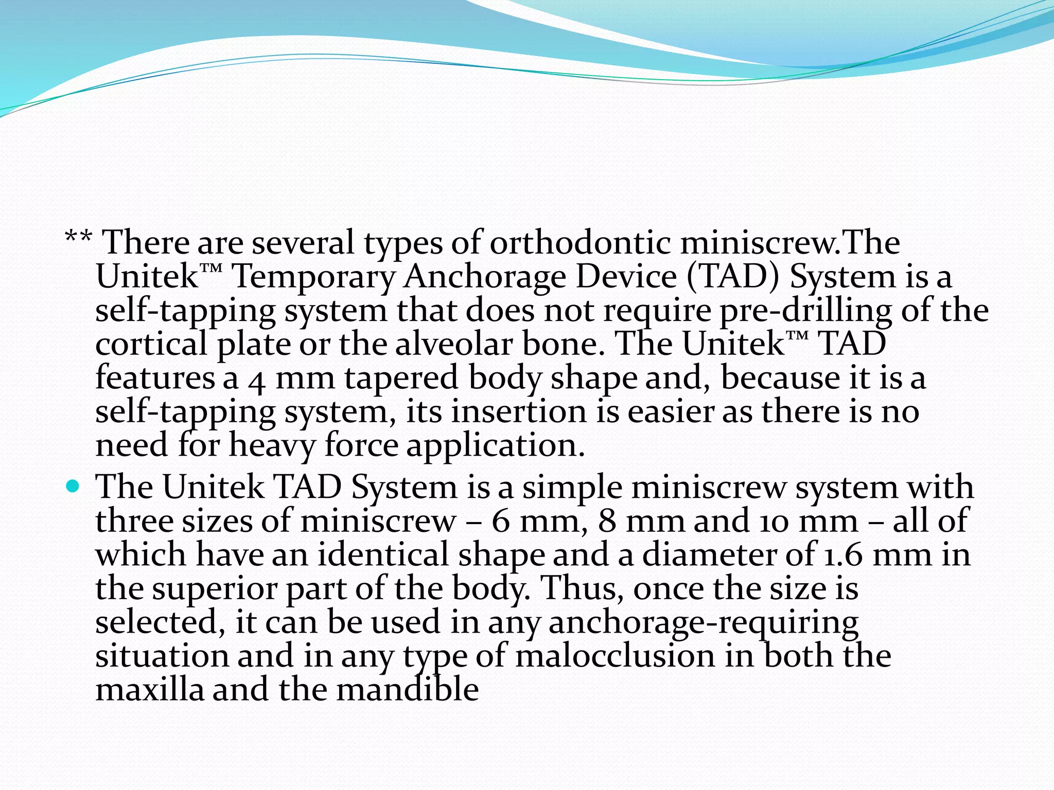 Orthodontic miniscrew ( TAD ) placement | PPTX