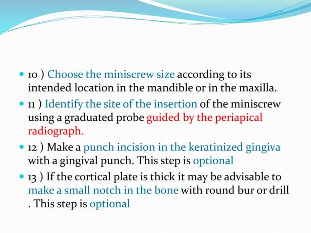 Orthodontic miniscrew ( TAD ) placement | PPTX