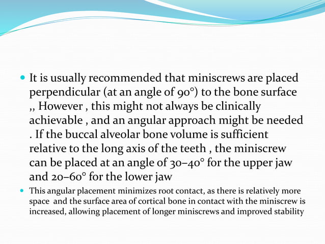 Orthodontic miniscrew ( TAD ) placement | PPTX