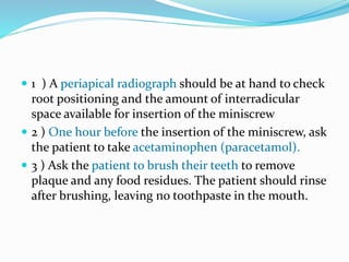 Orthodontic miniscrew ( TAD ) placement | PPTX