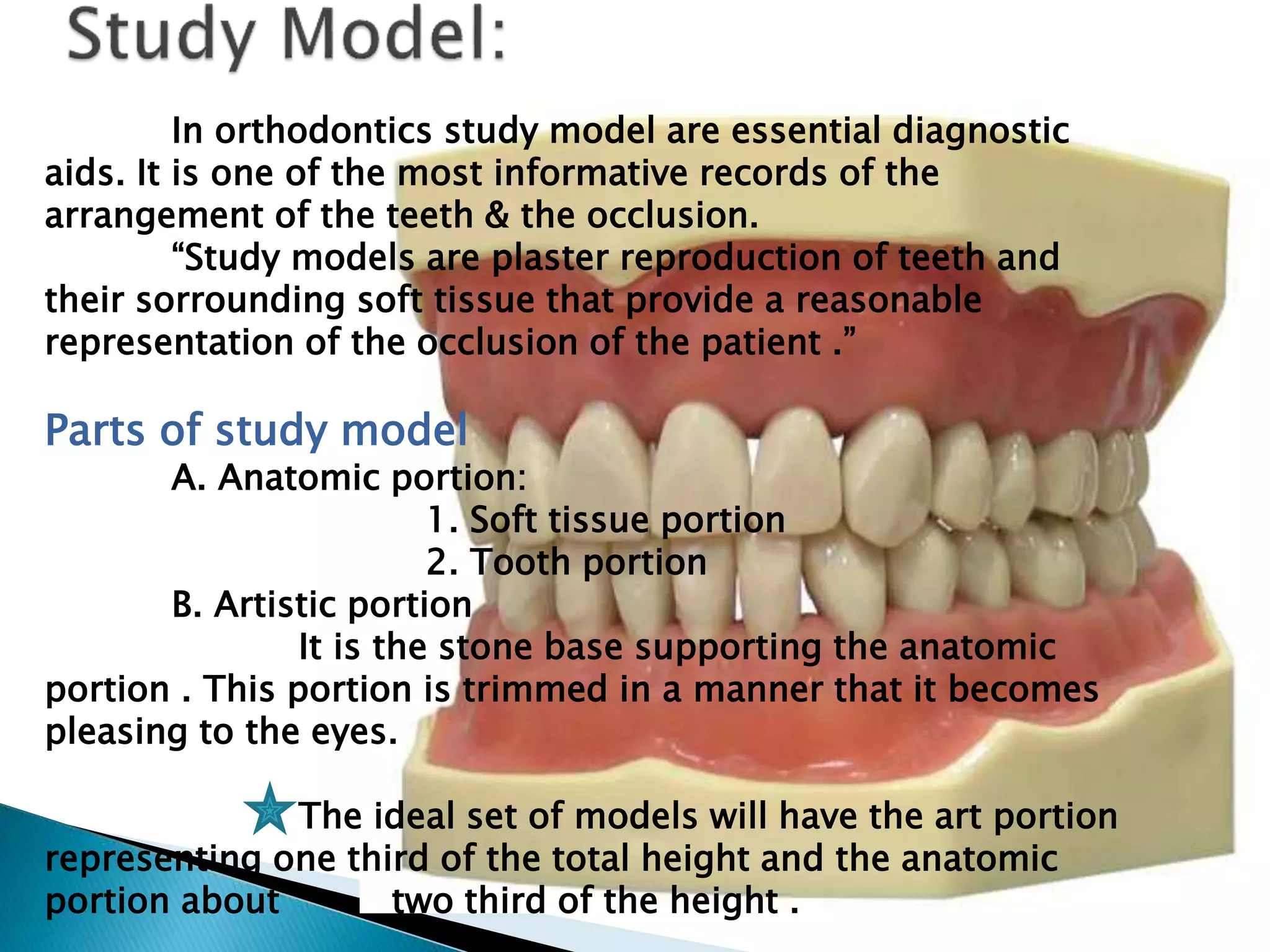 Orthodontic study model and model analysis | PPTX