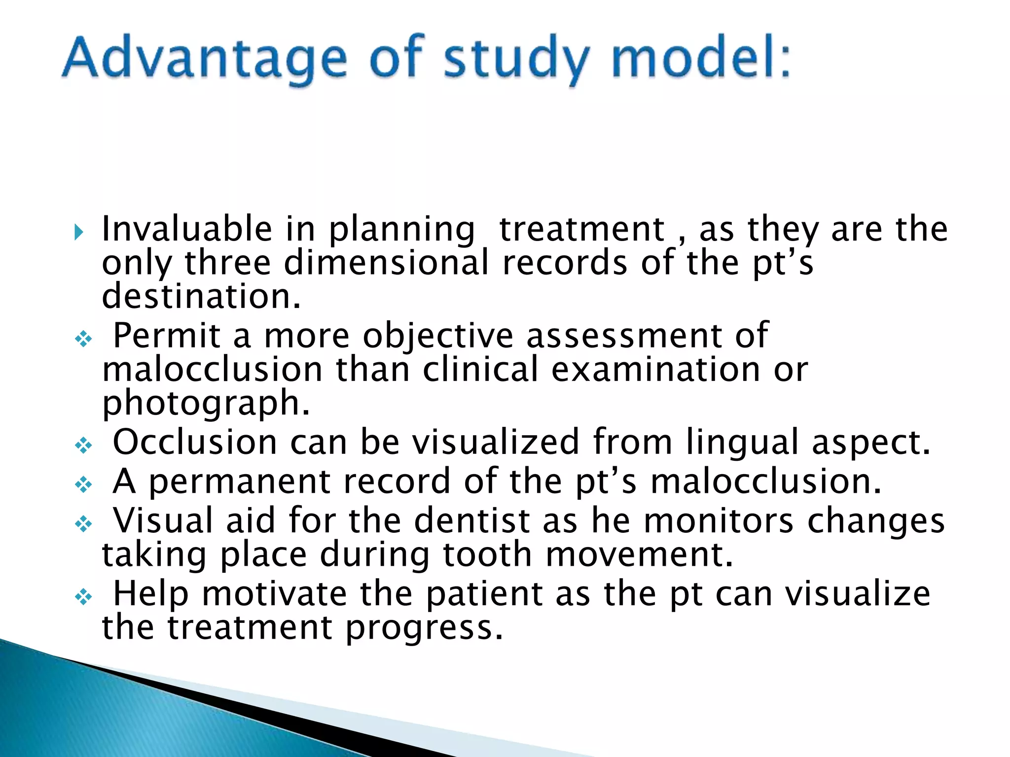 Orthodontic study model and model analysis | PPTX