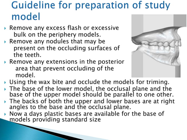 Orthodontic study model and model analysis | PPTX | Dental Health ...