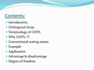 Orthogonal array | PPTX