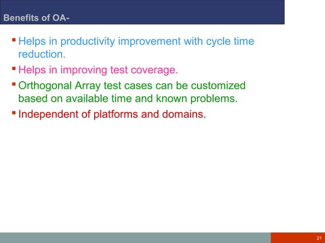 Orthogonal array approach a case study | PPT | Computing | Technology & Computing