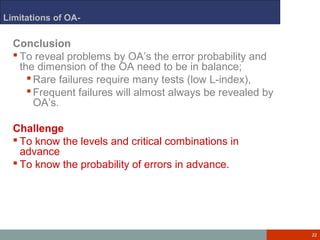 Orthogonal array approach a case study | PPT | Computing | Technology & Computing