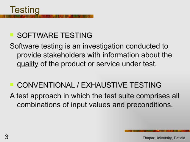 Orthogonal array testing