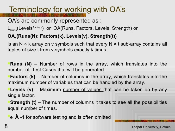 Orthogonal Array Testing